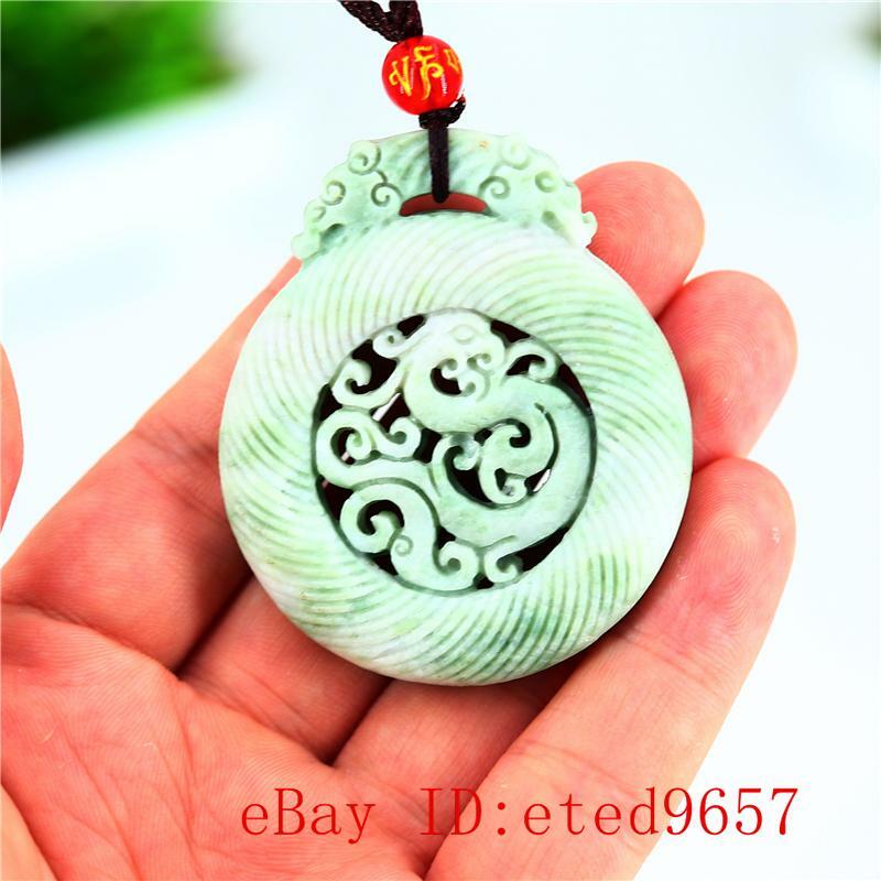 Jade Phoenix Pendant Necklace Carved Gifts Amulet Double-sided Natural ...