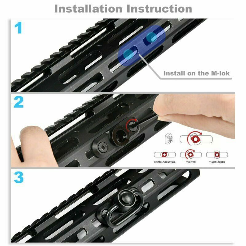 2 Point Sling Adjustable Strap + 2Pcs M-Lok Mlock QD Sling Swivels ...