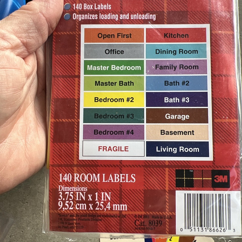 Lot Of 5 Packs ++ Scotch Color Coded Room Labels 8039 Tags Stickers | eBay