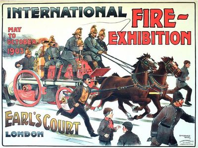 1903 International Fire Brigade Exhibition Earls Court London Poster A3 ...