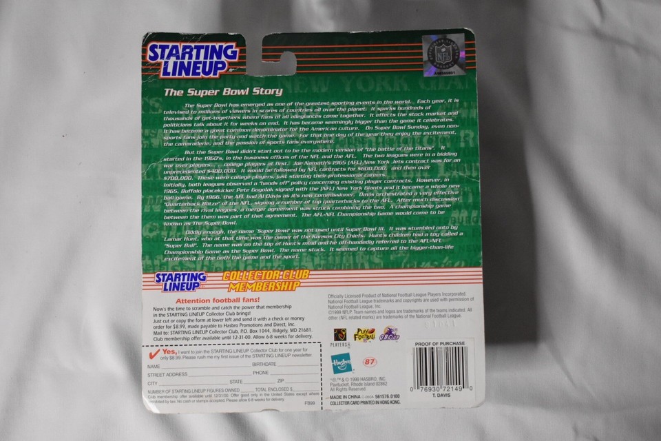 1999 2000 HASBRO Starting Lineup NFL TERRELL DAVIS DENVER BRONCOS NIB ...
