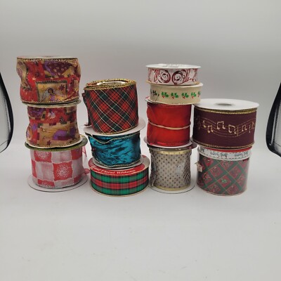 Mixed Lot Of Christmas Ribbons Total of 13 Different Ribbons, Some New ...