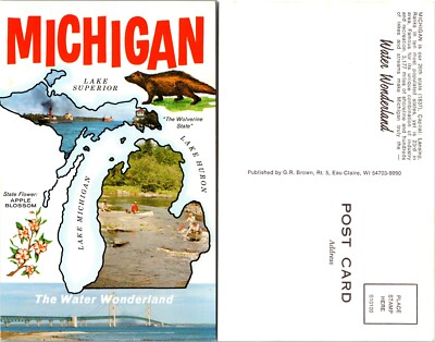 Michigan State Map and Attractions Michigan MI Postcard | eBay