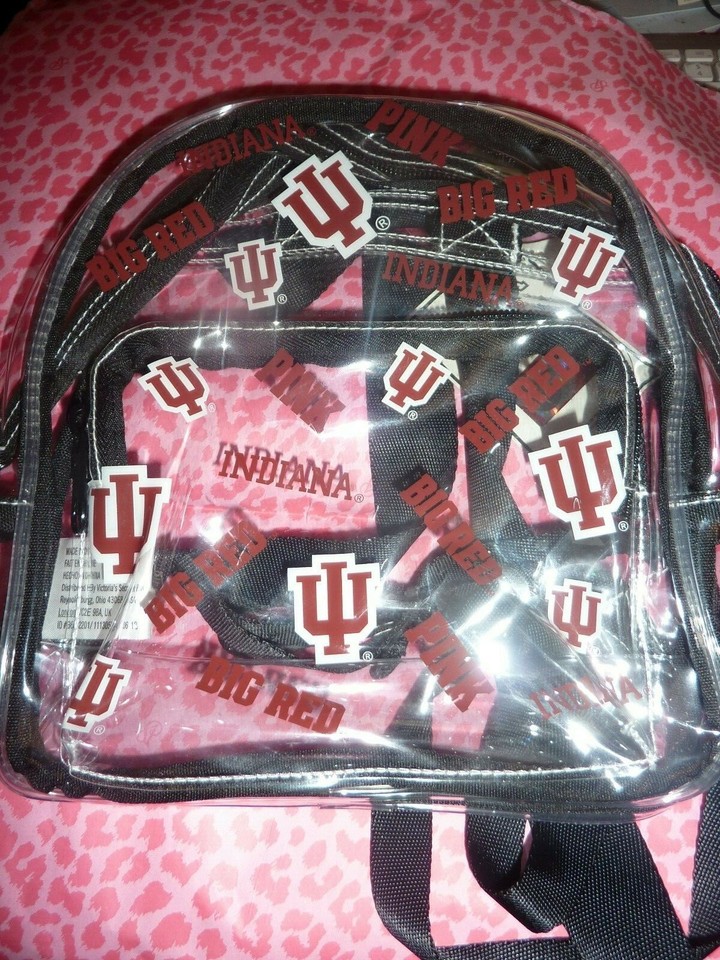 VICTORIAS SECRET PINK COLLEGIATE "PINK" CLEAR MINI BACKPACK ZIP BOOK ...