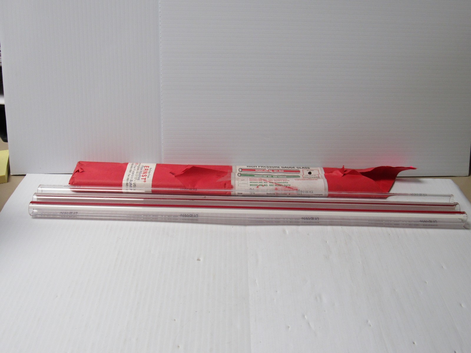 NEW ERNST HEAVY DUTY RED LINE FLOW TUBE GAUGE GLASS 601 3/4"OD 21"L 1/2 ...