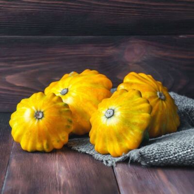 SQUASH Golden Scallopini 7 seeds HEIRLOOM vegetable garden SPRING ...