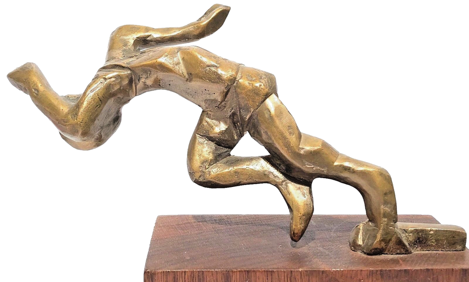 J R 1992 BRONZE BRUTALIST ABSTRACT MODERNIST SPRINTER FIGURE SCULPTURE ...