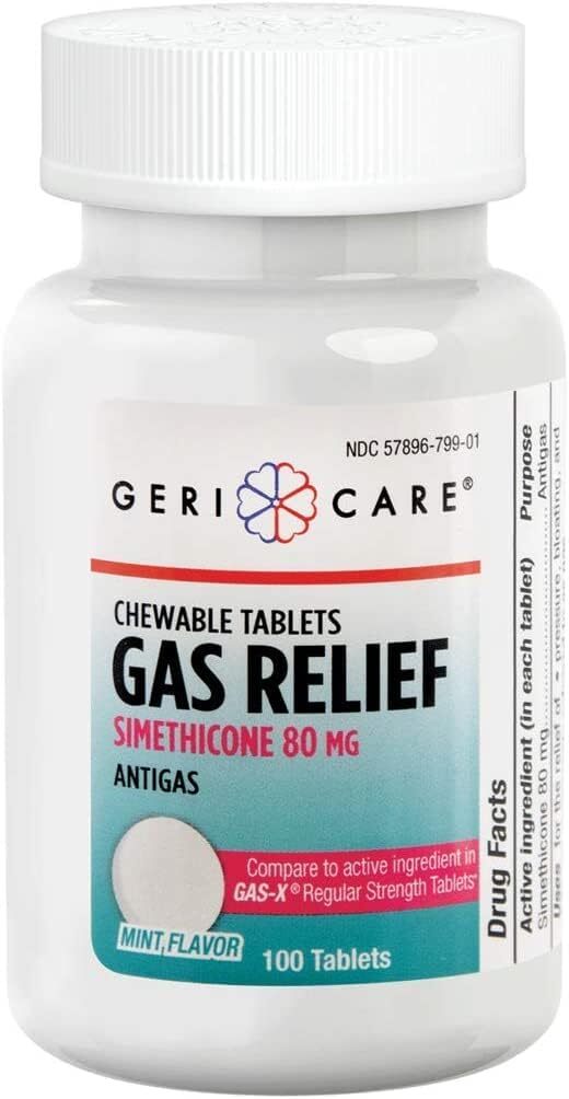 GeriCare Simethicone Chewable Gas-Relief Tablets 80mg | Fast Relief for ...