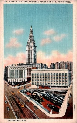 Postcard Hotel Cleveland Terminal Tower and US Post Office Cleveland ...