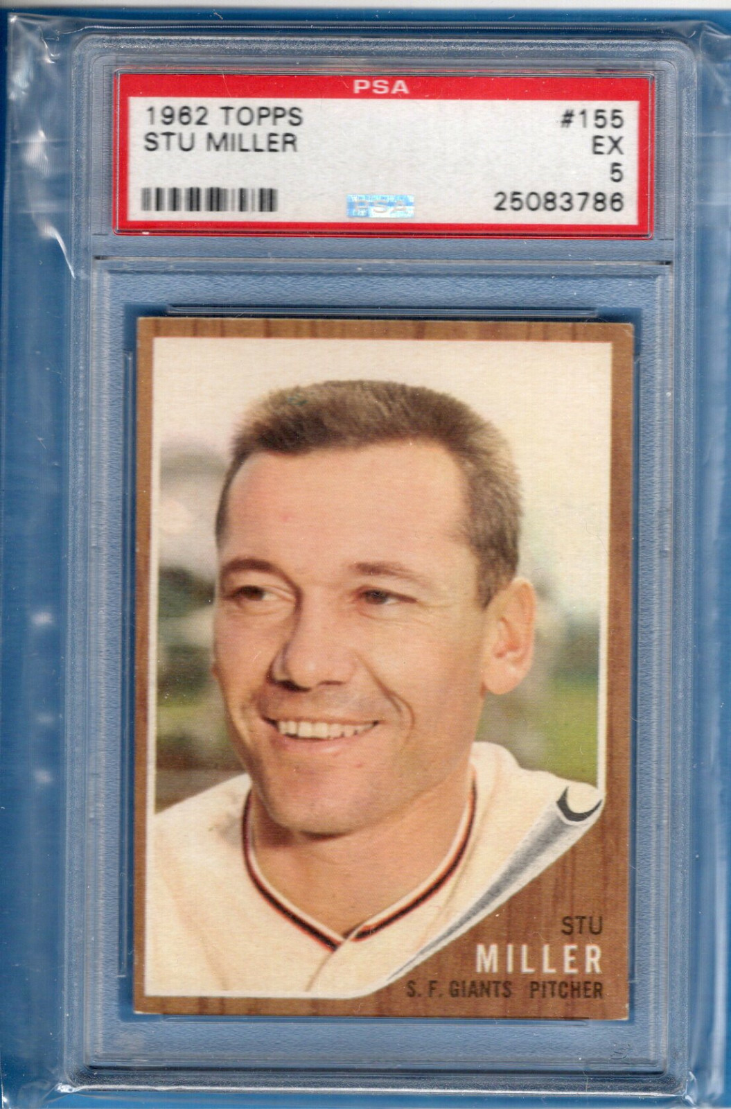 1962 TOPPS STU MILLER #155 PSA GRADED EX- 5 Giants | eBay