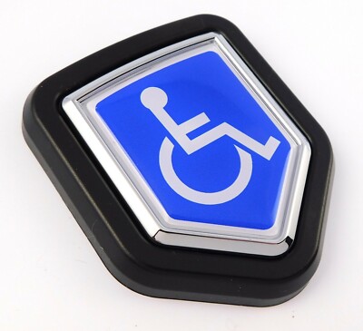 Handicap Wheelchair Car Truck Black Shield Grill mount Badge chrome ...