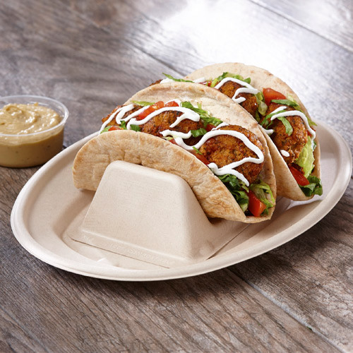 Sabert Natural Pulp Fiber Compostable Taco or Hot Dog Divided Insert ...