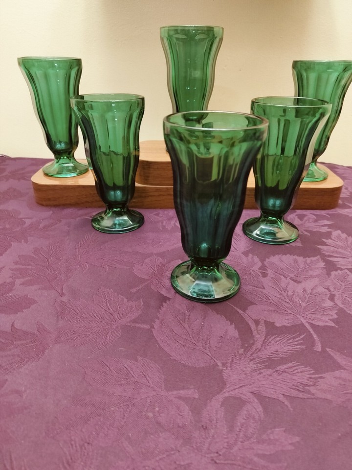 Anchor Hocking Emerald Green Glass Sundae Ice-Cream Glasses Set of 6 ...