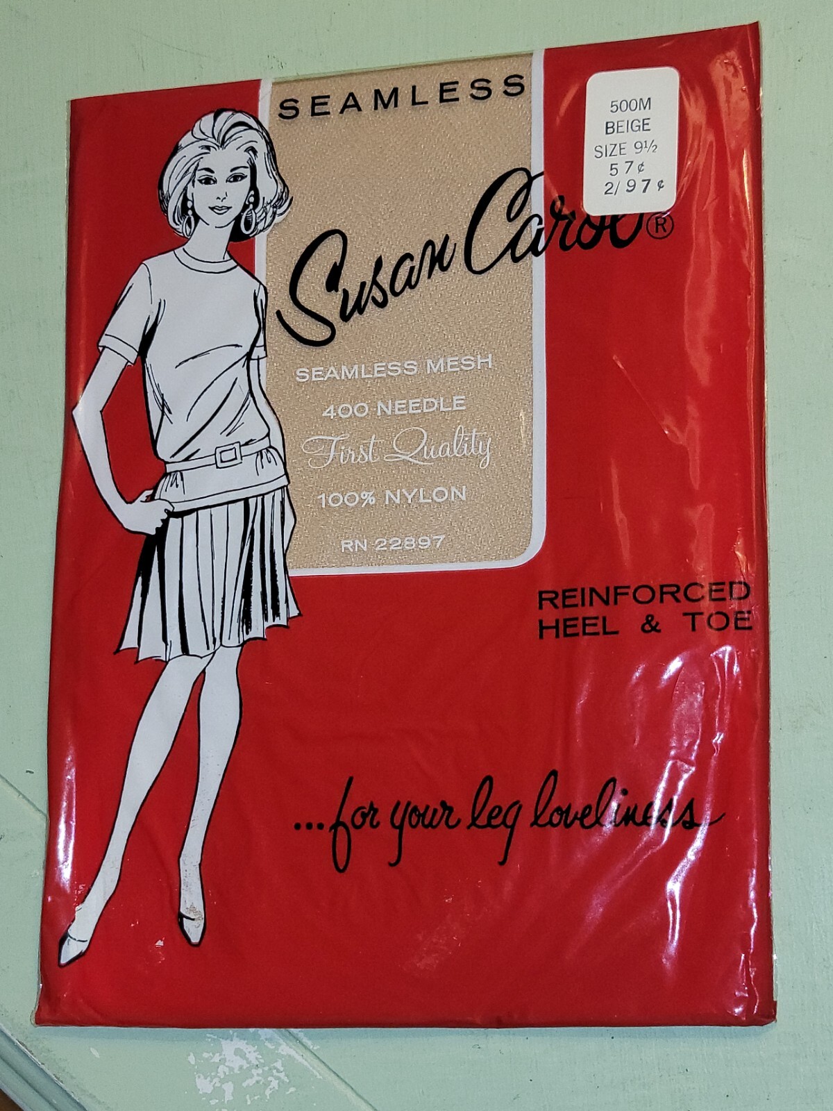 Vintage, Susan Carol pantyhose, 500M Beige, Size 9.5 … - Gem