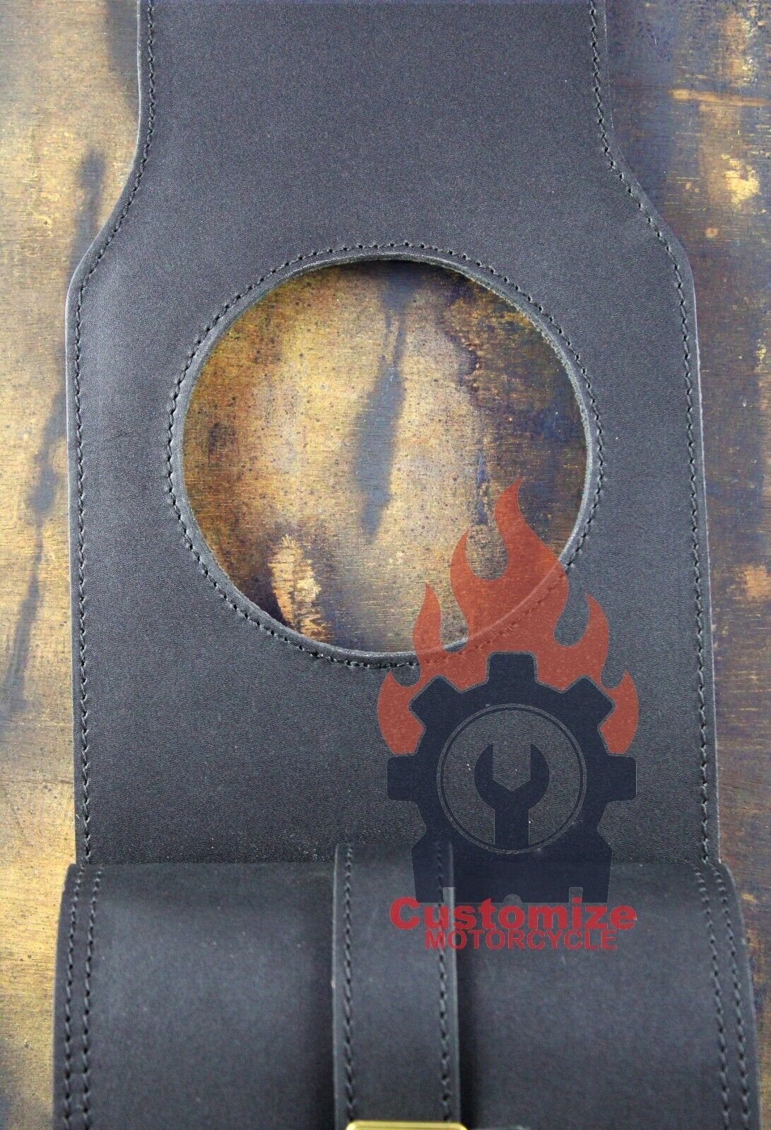 Black "Leather Tank Bag & tank Pad Union White Fit For Continental GT ...