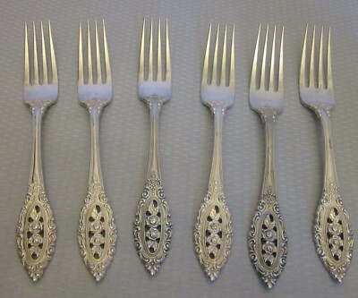Oneida Heirloom Sterling Silver GRAND MAJESTY Dinner Fork Set 6 Ornate ...