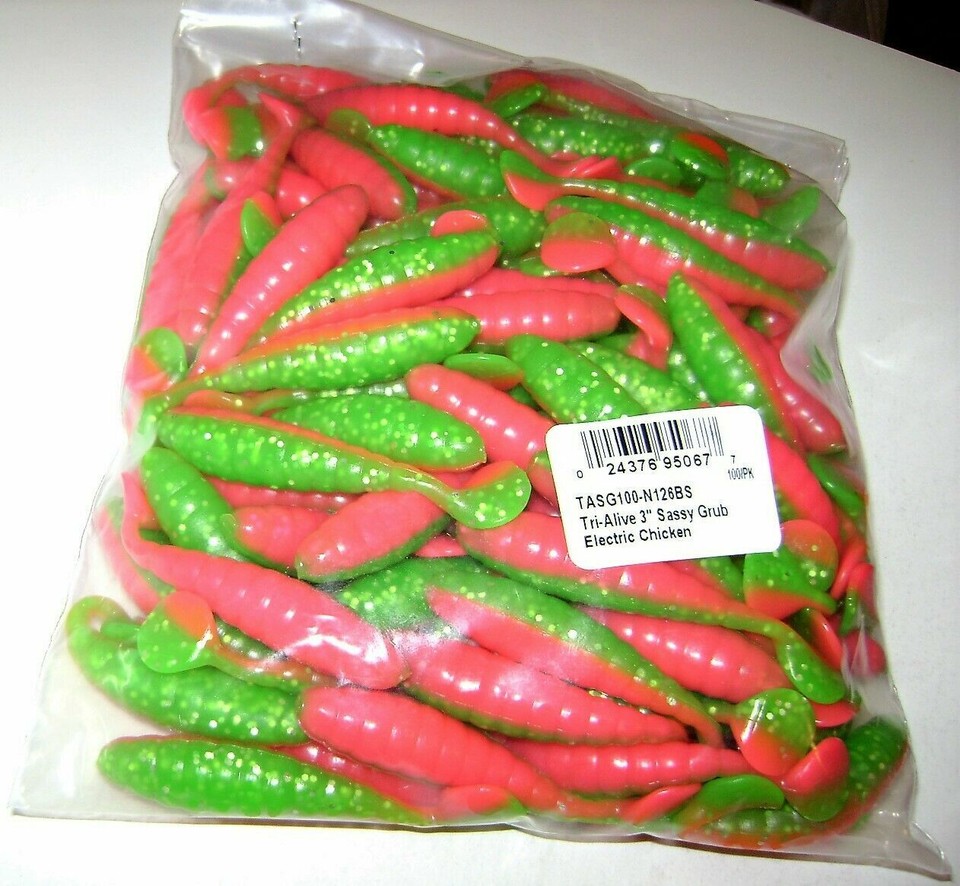 400 MISTER TWISTER 3 INCH TRI-ALIVE SASSY GRUB LURES NICE COLORS HUGE ...