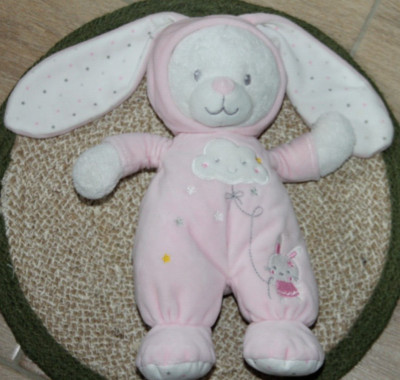 Doudou peluche MAX ET SAX LAPIN OURS ROSE BLANC NUAGE ETOILE | eBay
