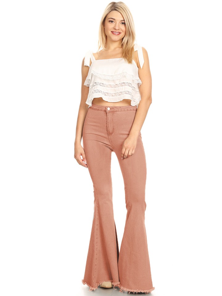 Fashion High Waist Long Denim Bell Bottom Jeans Flared Pants | eBay