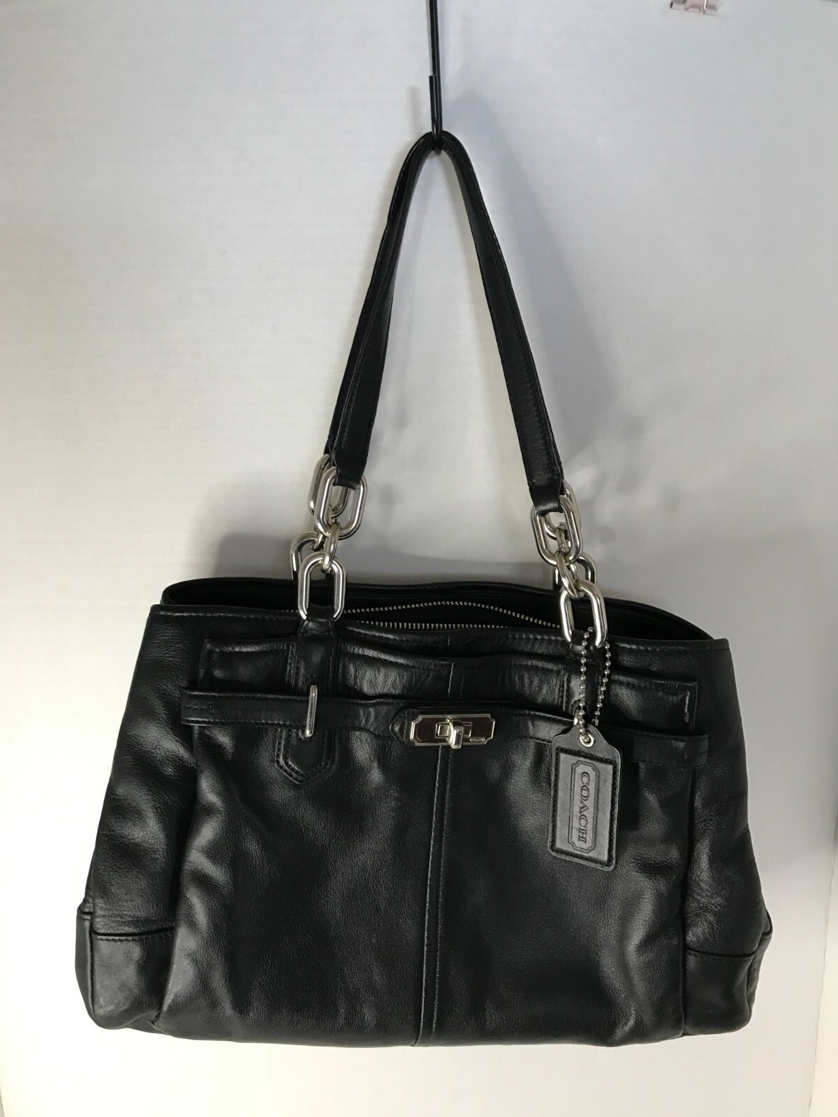 VINTAGE COACH CHELSEA JAYDEN BLACK LEATHER CARRYALL H… - Gem