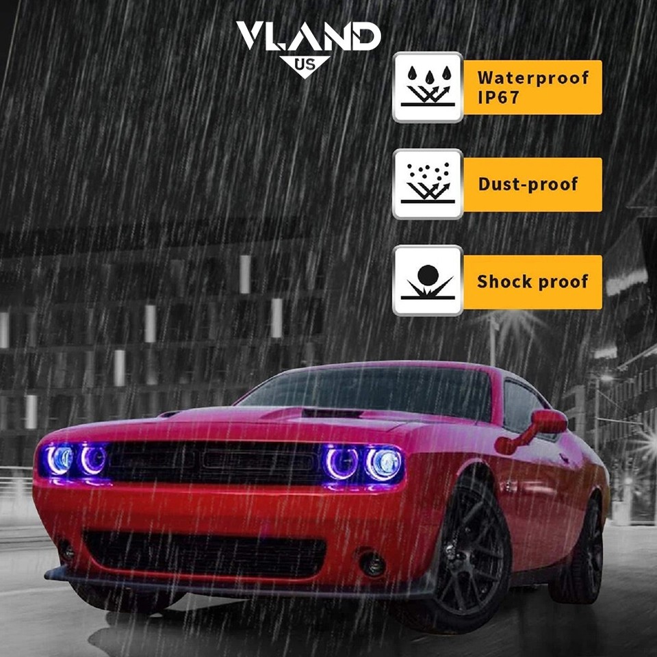 VLAND RGB LED Headlights For 2015-2022 Dodge Challenger R/T SRT Hellcat ...