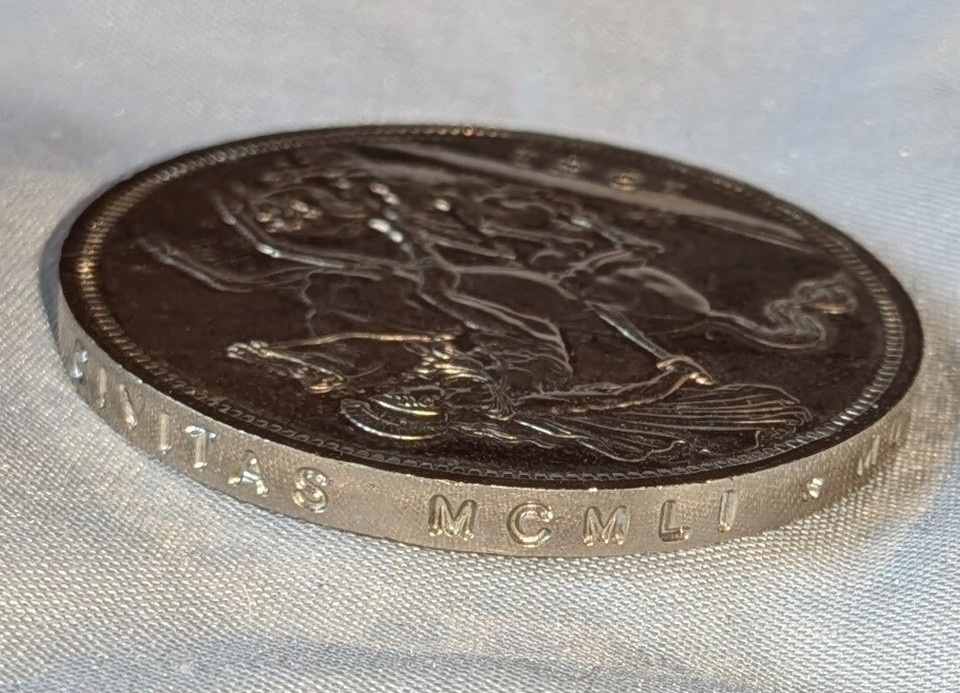 FESTIVAL of Britain Silver 1951 Crown Coin Old Box COA Antique Stamps ...