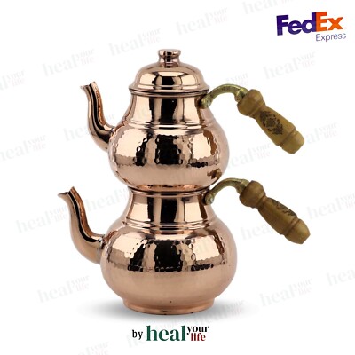 Turkish Copper Teapot Handmade Hammered Tea Pot Tea Kettle Traditional ...