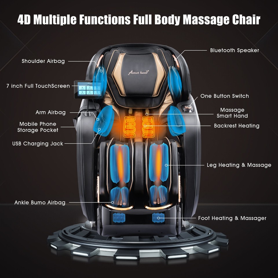 Full Body 4D Zero Gravity Massage Chair Recliner SL Track,AI Voice,Heat ...