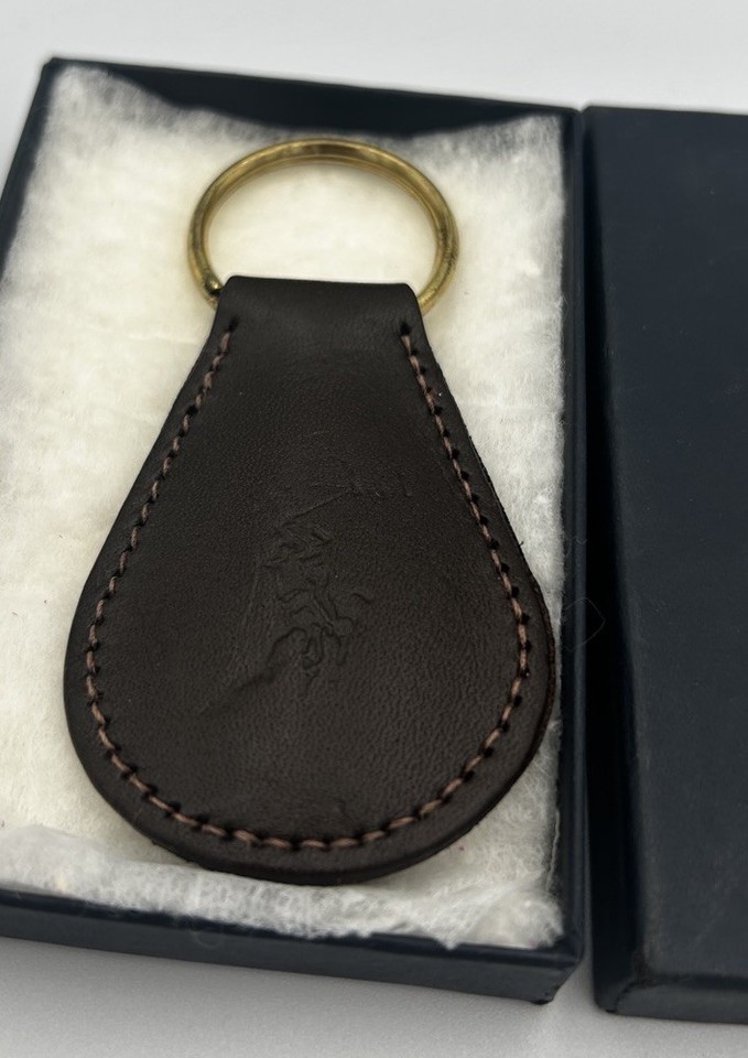 Vintage Polo Ralph Lauren Key Chain Key Ring Fob Brown Saddle Leather ...