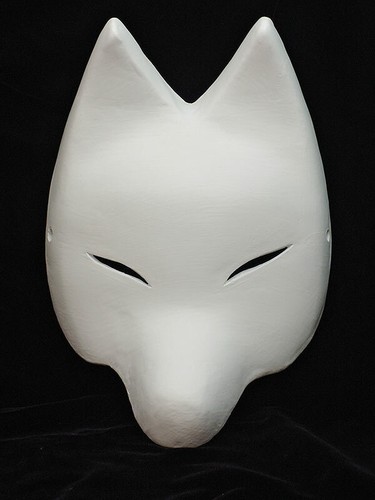 NEW Japanese Traditional Fox God Mask Half For Painting Ver.2 Komendo ...