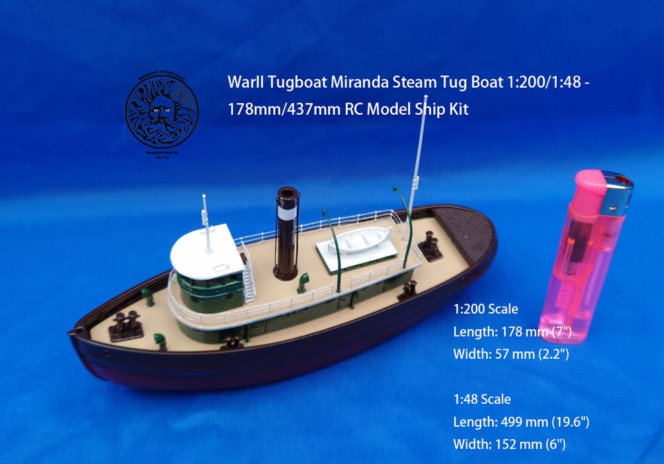 WarII Tugboat Miranda Steam Tug Boat 1:200/1:48 - 178mm/437mm RC Model ...