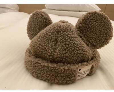 Japan Tokyo Disney Resort Store Ears HeadBand Hat Brown Fluffy CAP park ...