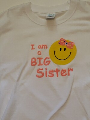 Big Sister, Smiley Face White T-Shirt, Size Small (6-8),New | eBay
