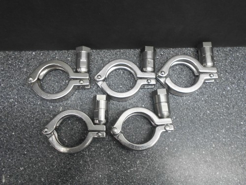 LOT OF 5 1"-1 1/2" SS SINGLE PIN SANITARY CLAMP W/ TORQUE-RITE NUT TR ...