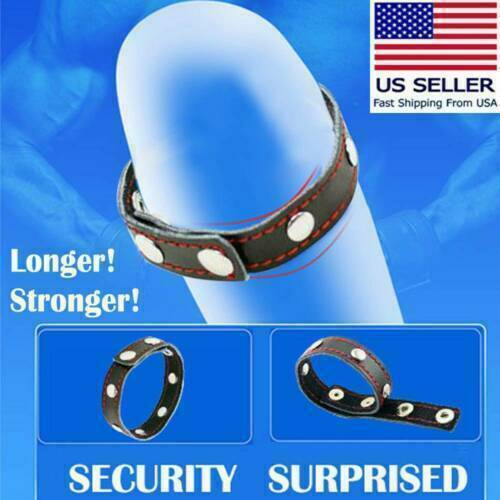 Leather Cock Ring Speed Snap Ball Harness Penis Enlarger Erection Male ...