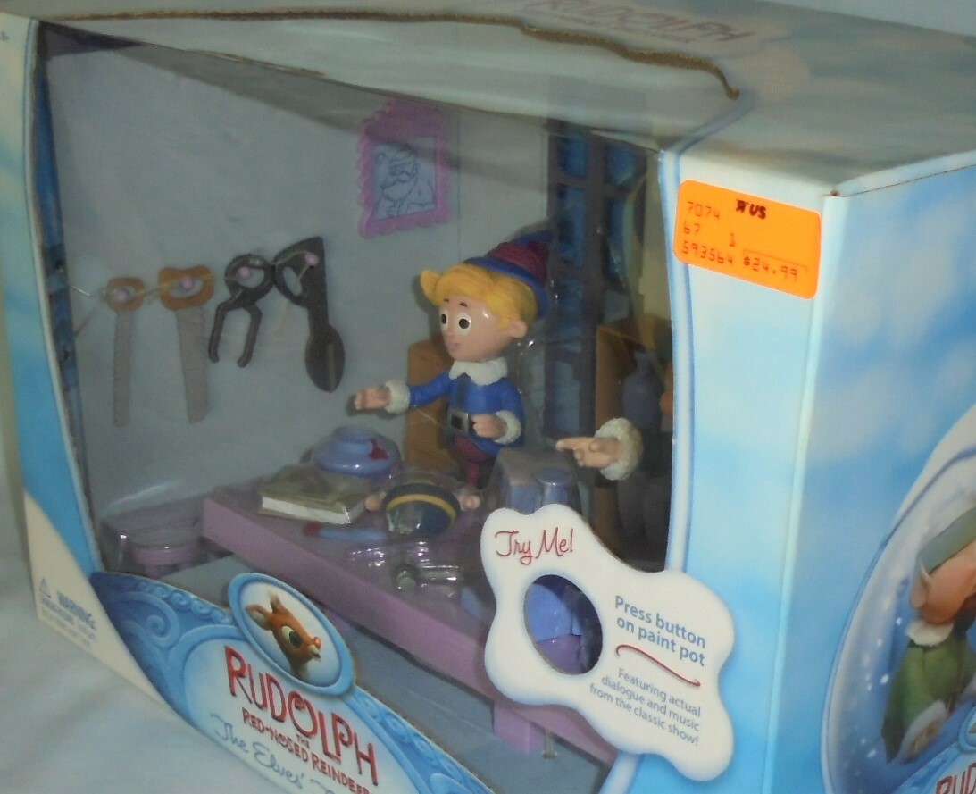 Elves Toy Shop Talking Playset Hermey Boss Elf Rudolph The Red Nosed ...