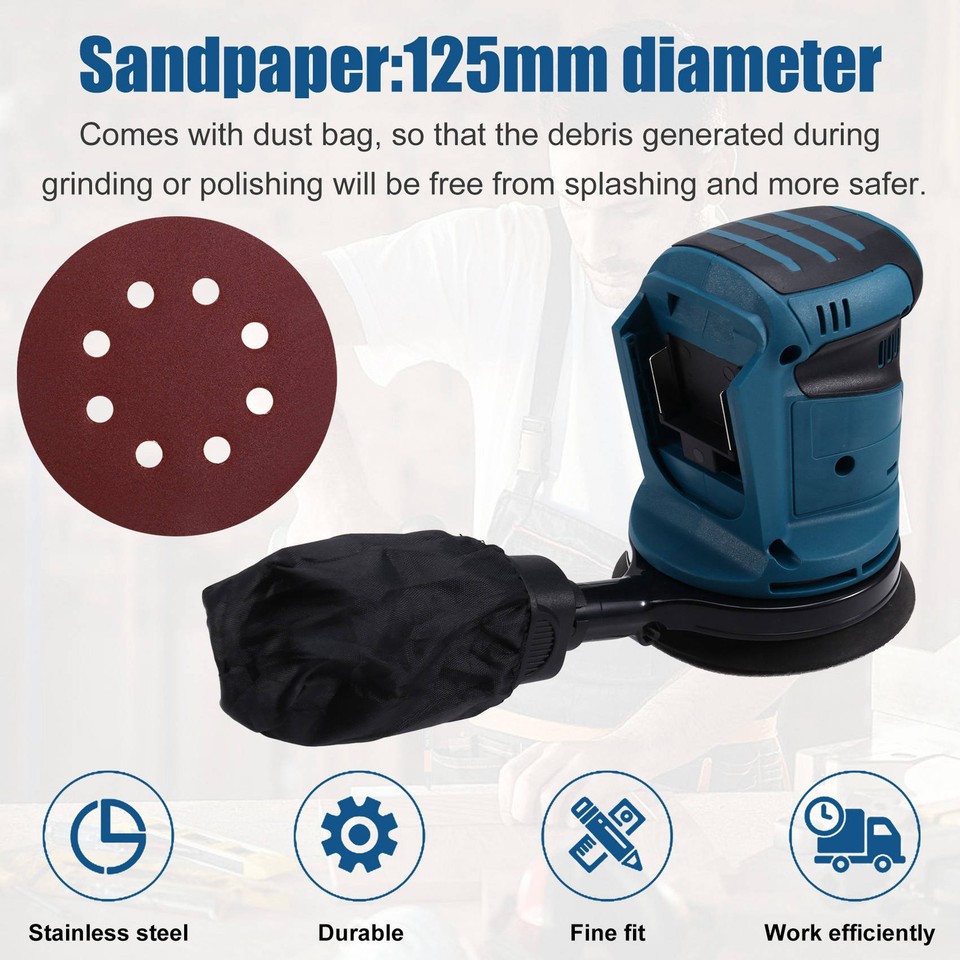 For 18V Battery Cordless Polishing Machine 125mm Wood Grinder Metal ...