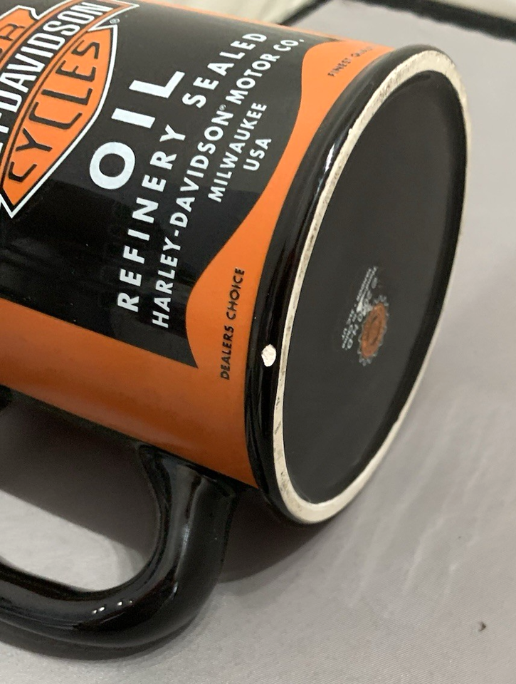 Harley Davidson Genuine Oil Can Mug - 18 Oz-Orange Black Drip Embossed ...