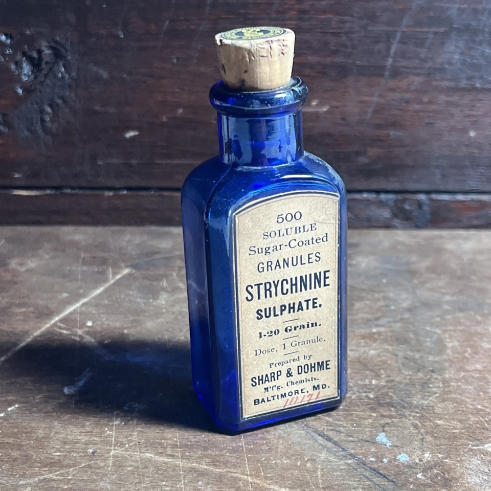 Antique Strychine Sulphate Bottle Sharp & Dohme - Baltimore MD - Mint ...