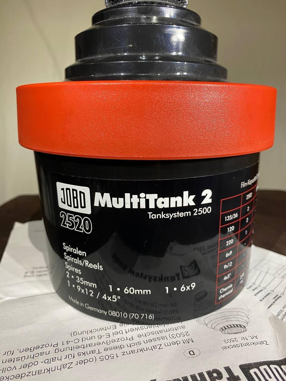 Jobo MultiTank 2 Model 2520 Expert Drum with 1 NEW 35mm/120 film spiral ...