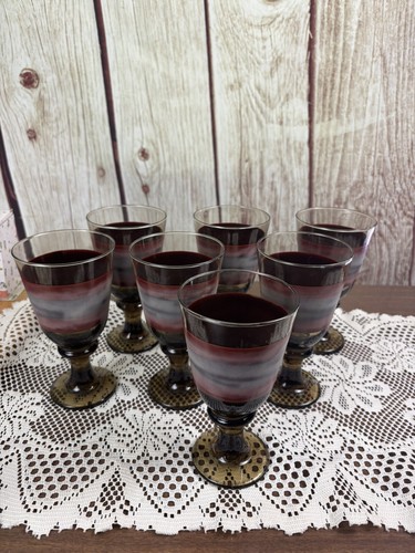 Vintage 7 Sango Nova Brown Libby Water/Wine Goblets Pedestal Glass MCM ...