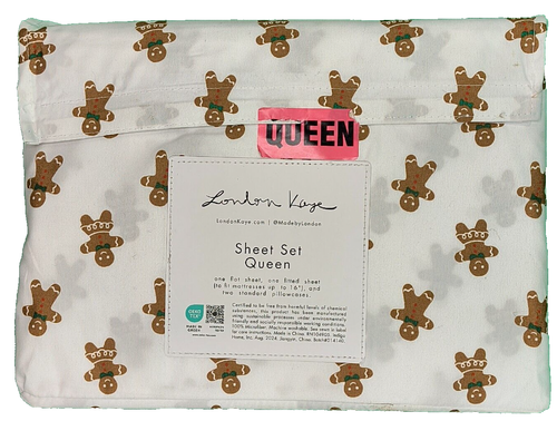 London Kaye GINGERBREAD MAN 4-Piece Queen Sheet Set Christmas ...