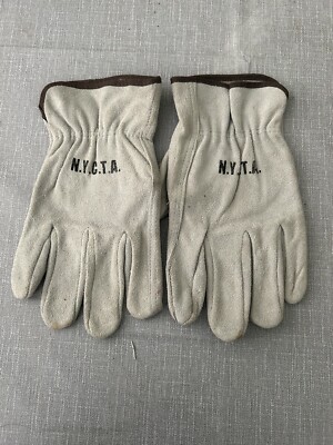 NYCTA MTA New York City Transit Authority Cow Hide Safety Work Gloves ...