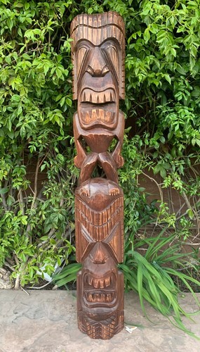 Ku & Kane Hawaiian Tiki Statue Wall Sculpture Mask Tropical Tiki Bar ...