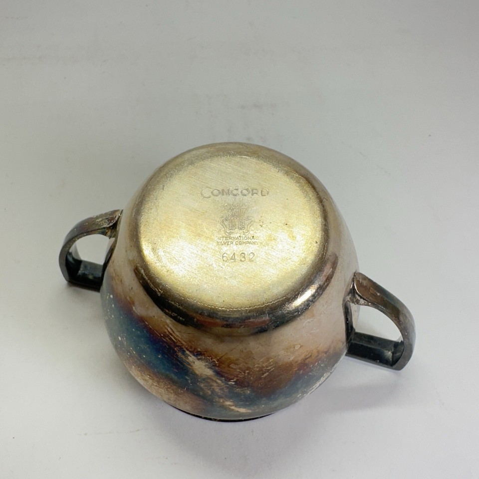 RARE Engraved International Silver Concord Creamer Sugar Set w Tray ...