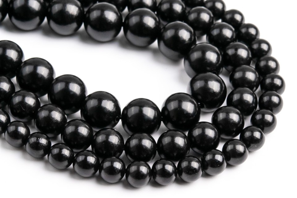 Natural Black Jet Beads Grade AAA Round Gemstone Loose Beads 6-7/8/10MM ...