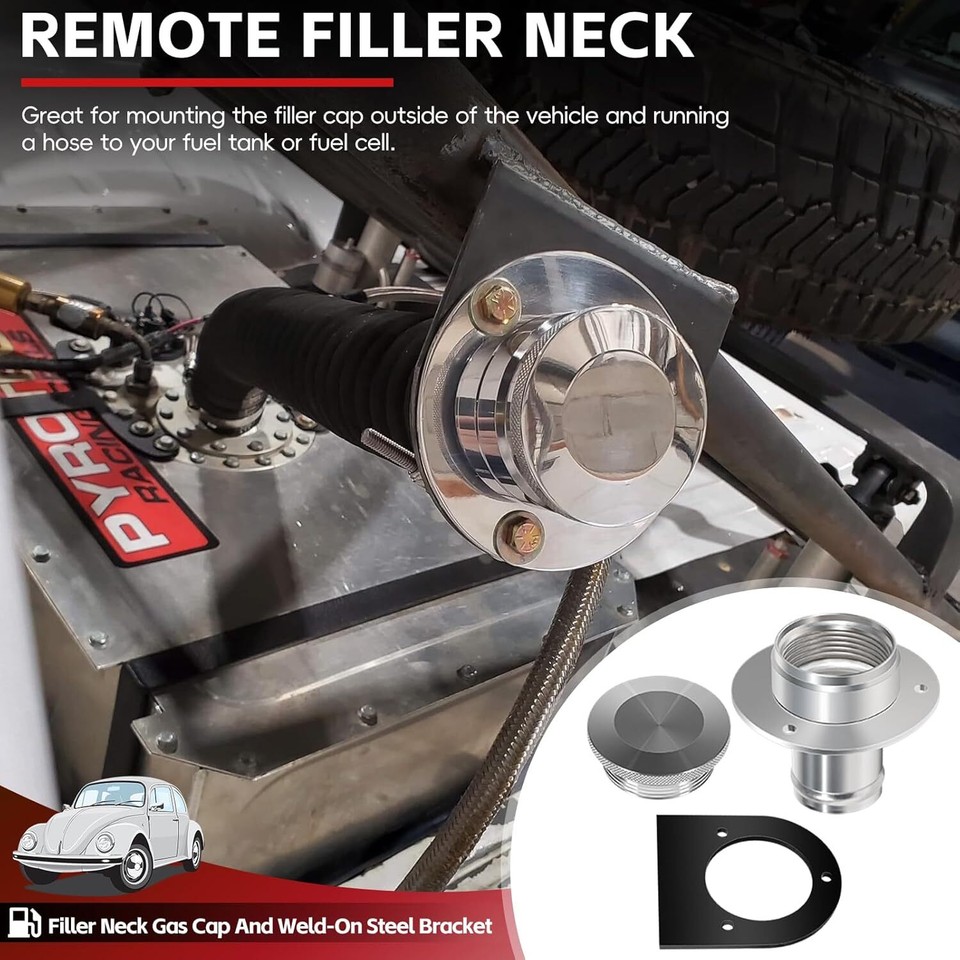 2" Fuel Filler Neck With Gas Cap Billet Aluminum & Weld-On Steel Mount ...