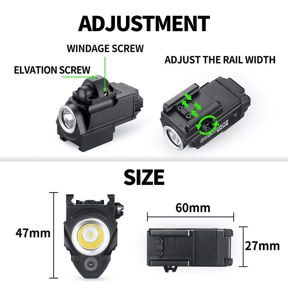 800 Lumens USB Rechargeable Green Laser Gun Weapon Pistol Light ...