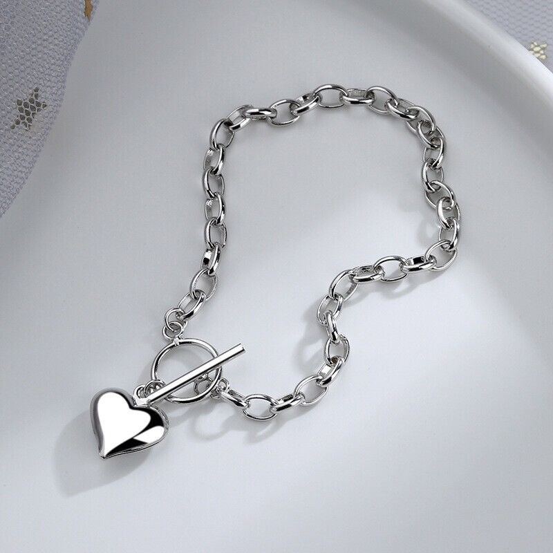 Heart Charm Bracelet Toggle Clasp Bangle Women Bracelets Friendship ...