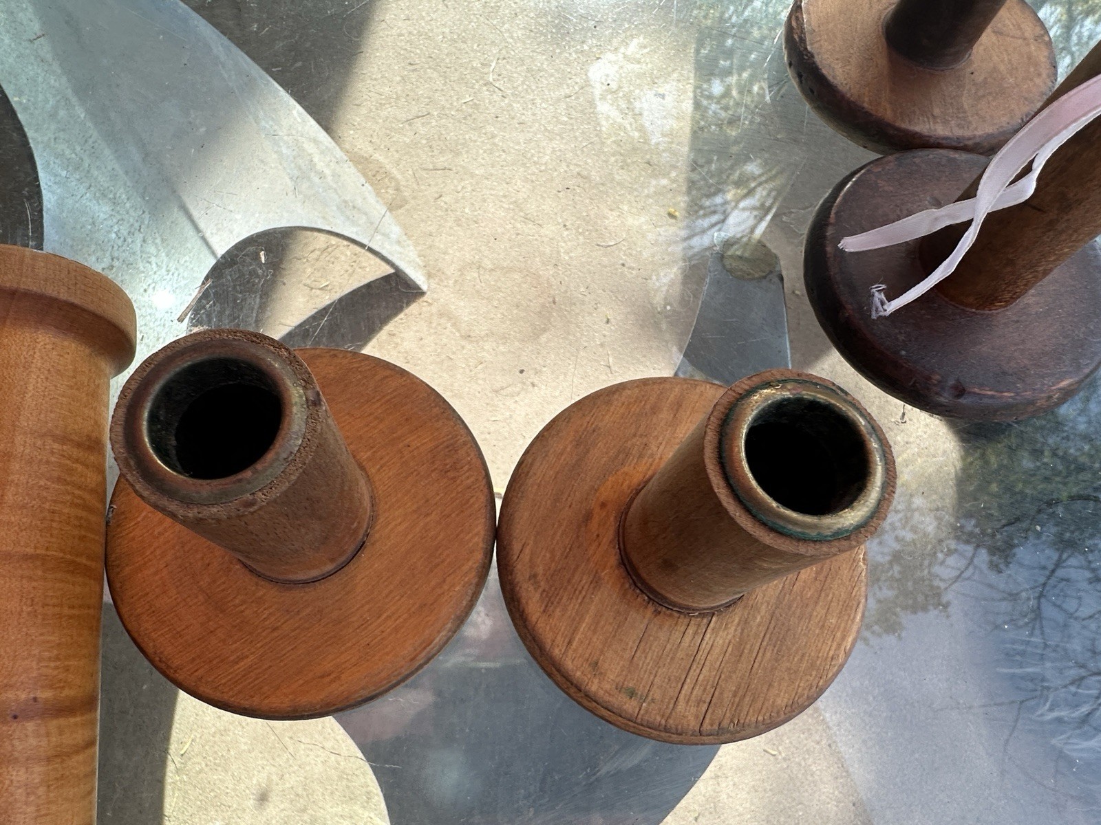'Lot of 10 Vintage Yarn/Thread Spools-Asst Sizes- 2 have been cut down